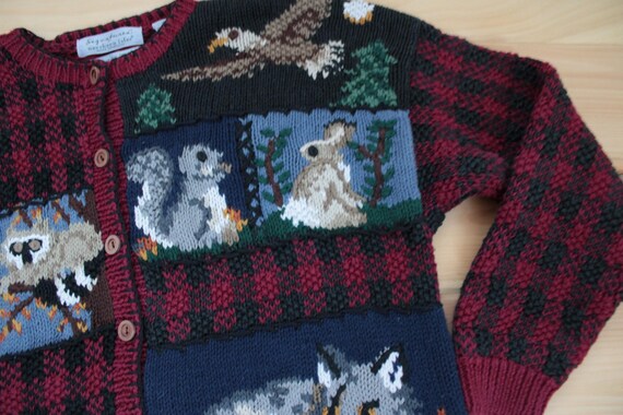 forest animals and birds cardigan | fox, bear, squirr… - Gem