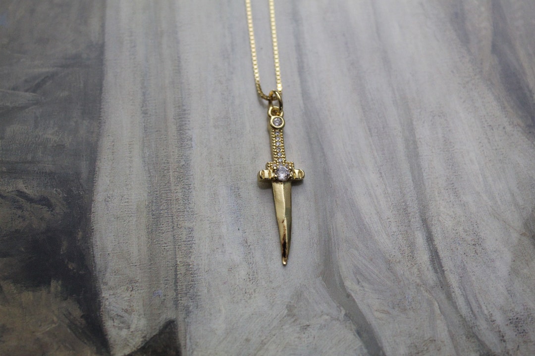 Gold Dagger Necklace Victorian Gothic Witchy Dagger Necklace - Etsy