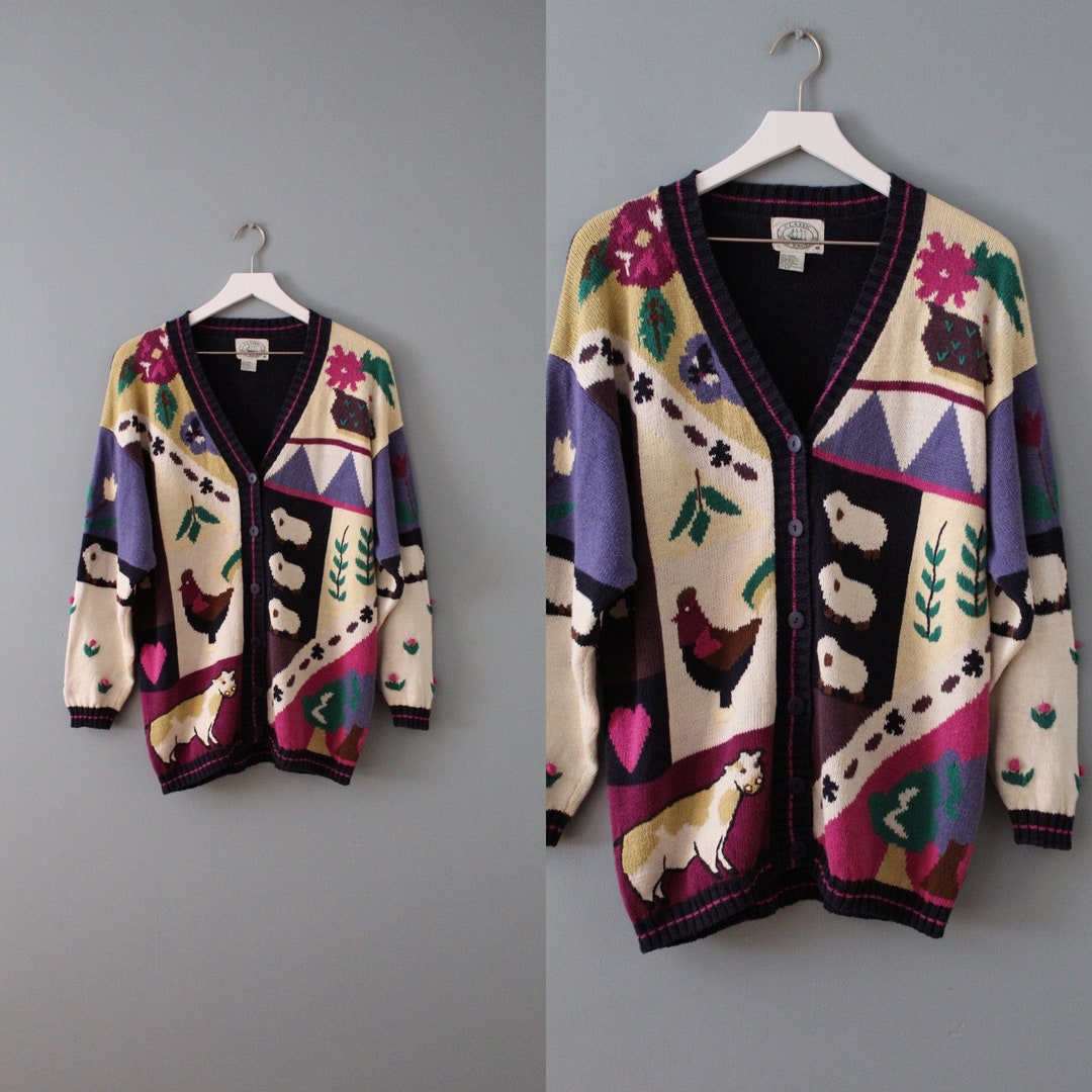 FARM Animals Inrasia Cardigan Oversized Long Cardigan Cute Farm Animals ...