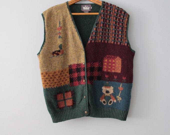 Duck Farmhouse Bear Wool Vest | Woolrich Wool Vest | Cottagecore Warm ...
