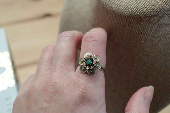 bohemian flower turquoise statement ring - Gem