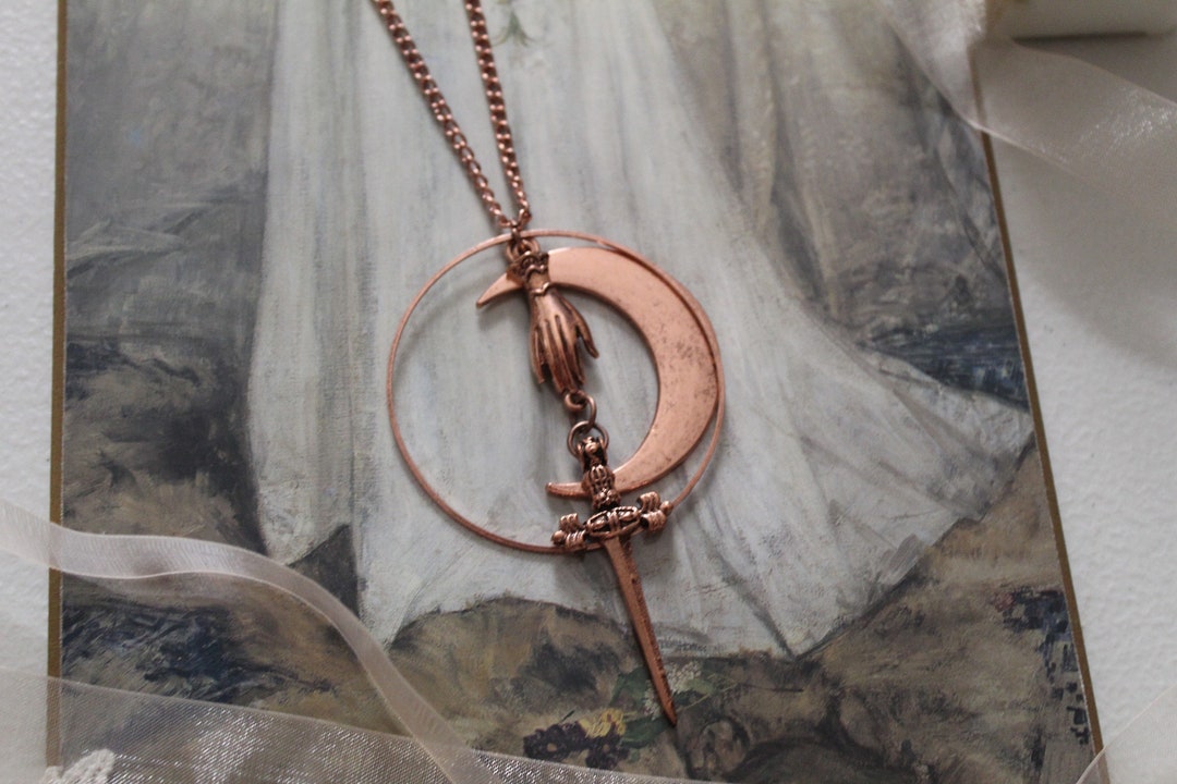 HECATE Pendant Necklace | Crescent Moon Dagger Necklace | Victorian ...