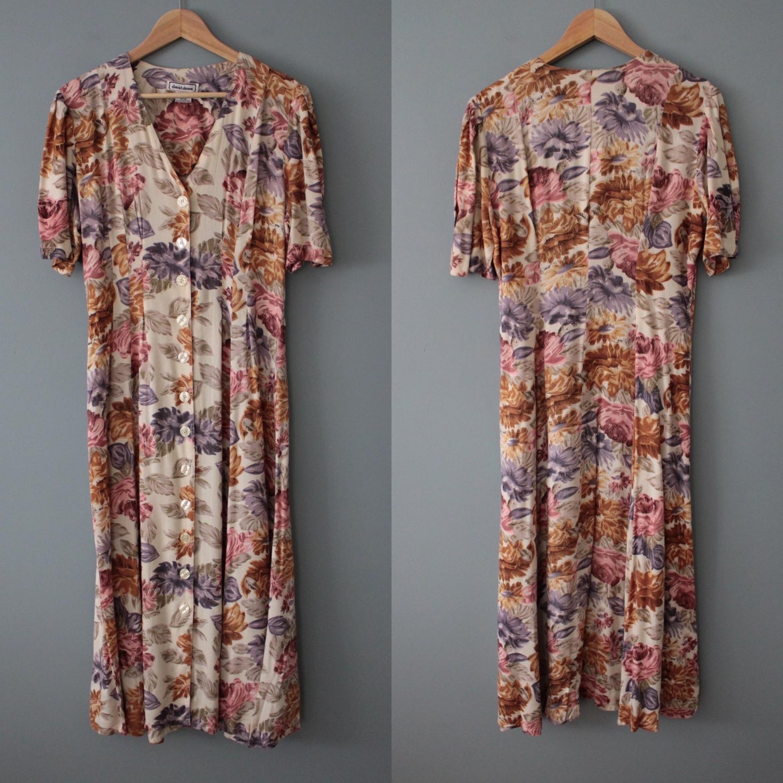 Muted Botanical Maxi Dress - Etsy