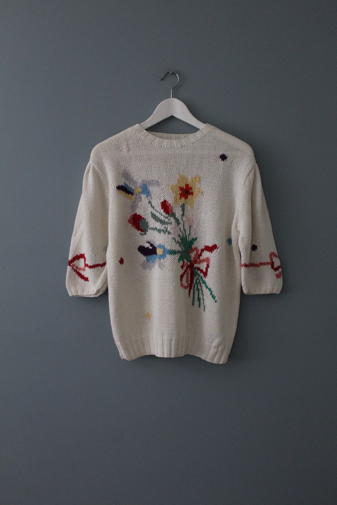 FLOWER Bouquet Sweater Top | Cottagecore Intarsia Flowers Sweater ...