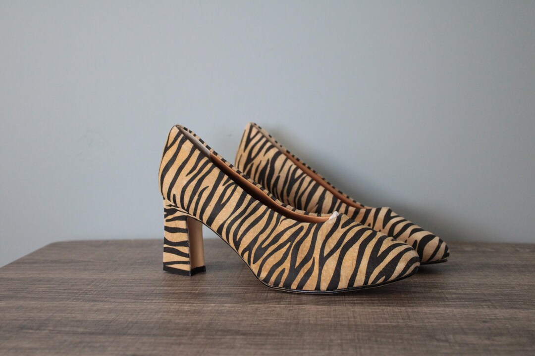 Zebra Print High Heels Y2k Suede High Heels Animal Print Suede Leather ...