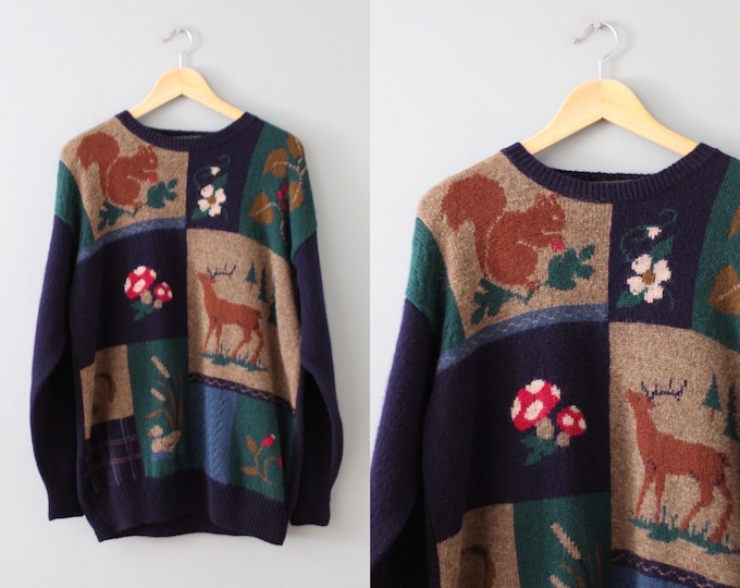 WOODLAND Animals Sweater | Vintage Tulchan Great Britain Sweater ...
