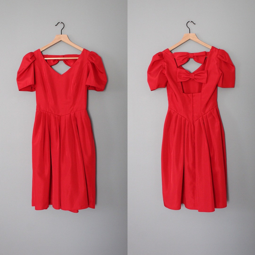 RED Bow Back Dress 1980s Princess Party Dress Bow Back - Etsy