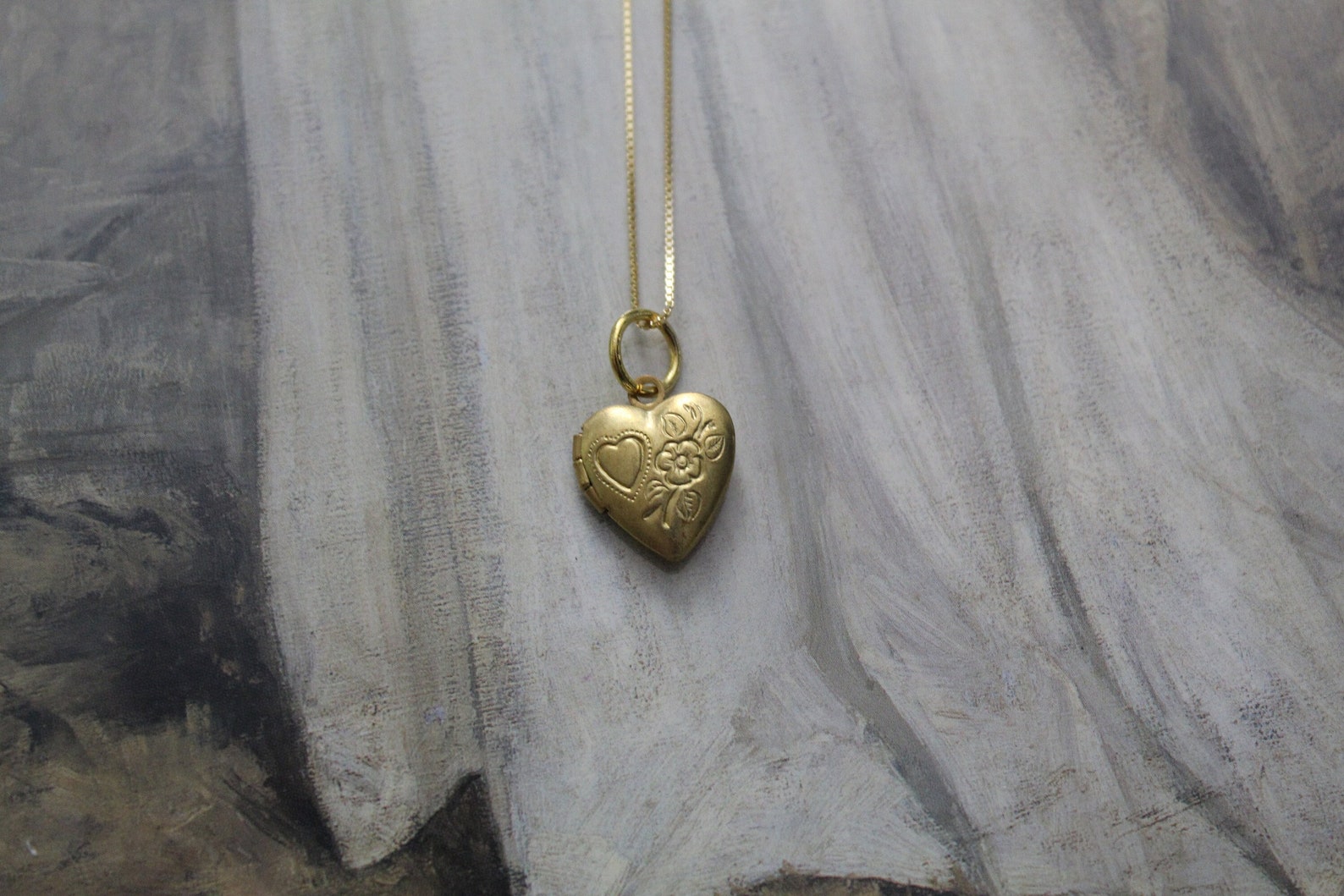 Antique Heart Locket Necklace Vintage Romantic Poet Scroll - Etsy