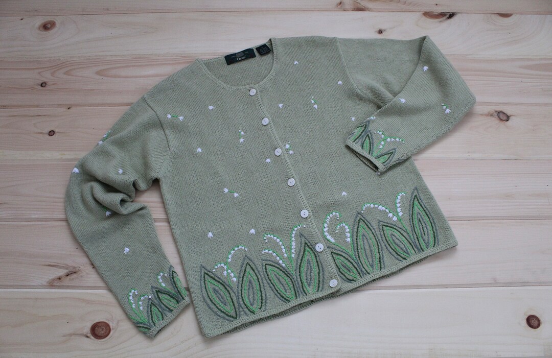 Lily of the Valley Cardigan Sage Green Embroidered Cardigan Orvis ...
