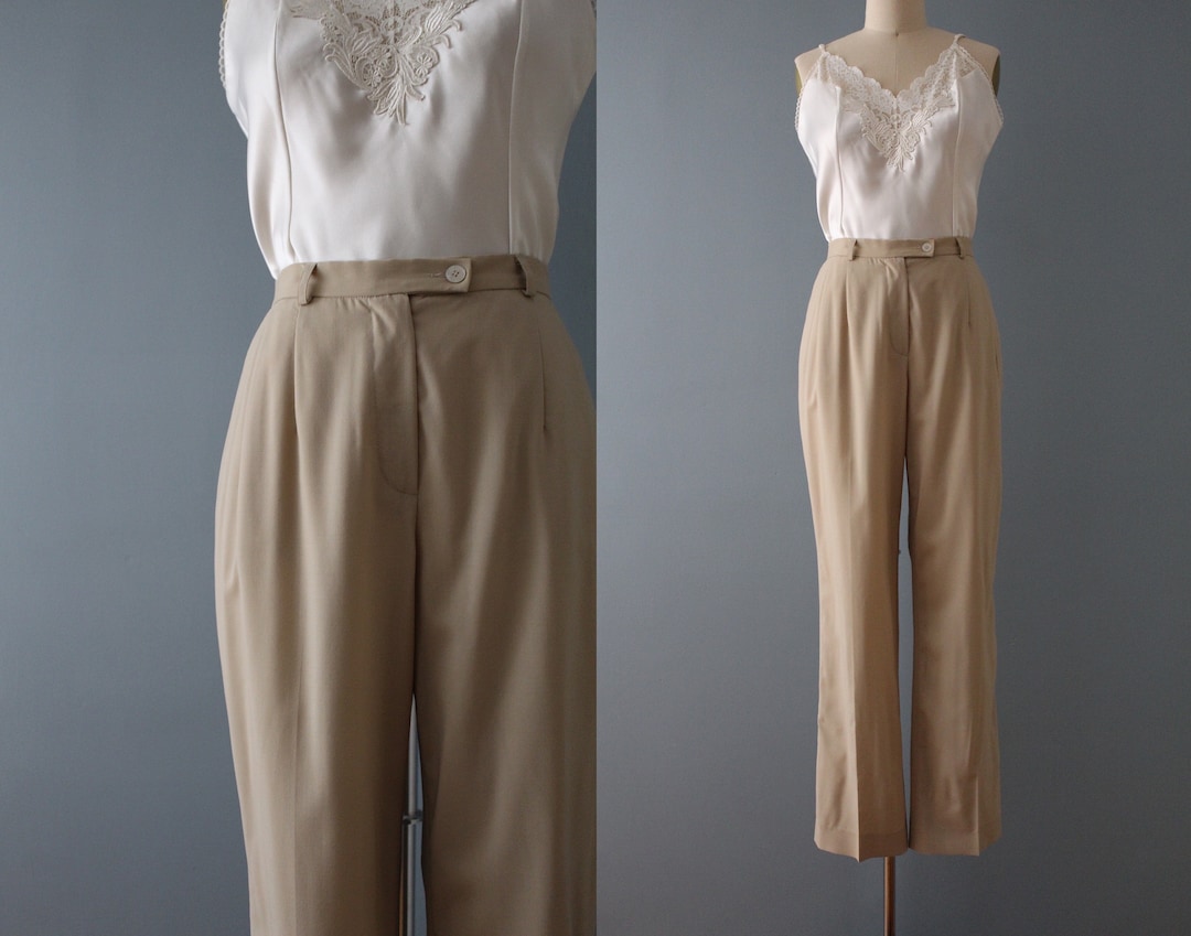 CLAY Beige Wool Pants Made in Italy Designer Pants Soft Wool Pants - Etsy
