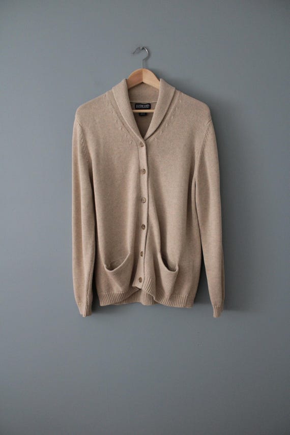 nude beige long cotton cardigan - Gem