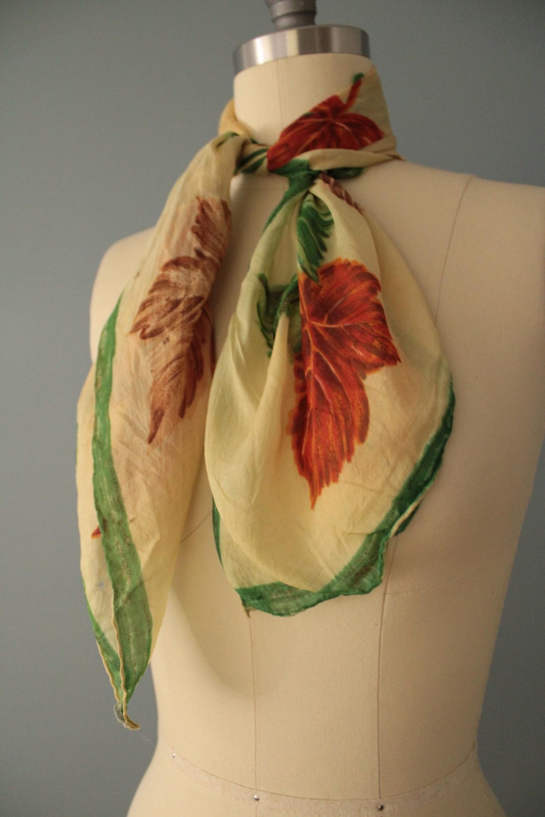 1950s Imperfect Silk Scarf | Mid Century Retro Scarf | Autumn Leafs ...