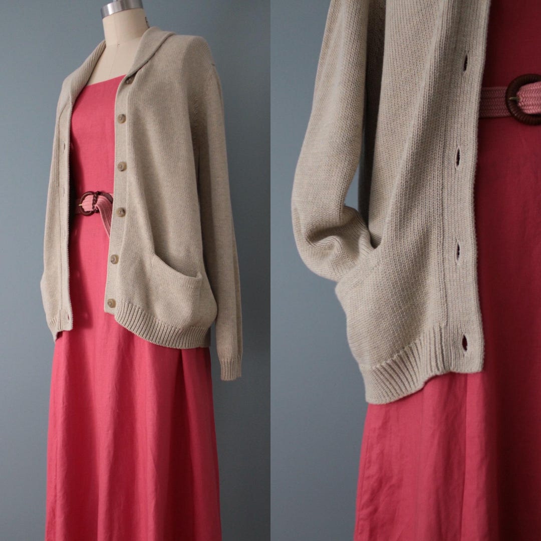 Nude Beige Long Cotton Cardigan - Etsy