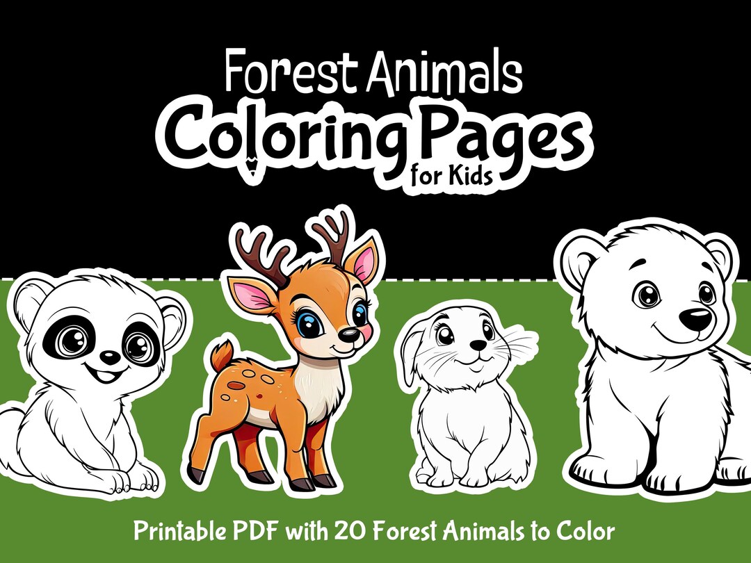 Forest Animals Coloring Pages for Kids – Printable PDF With 20 Forest ...