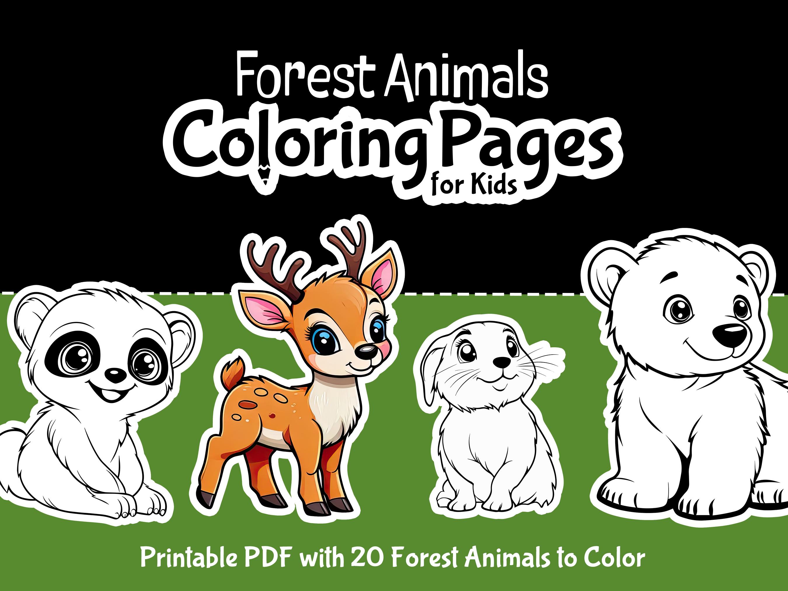 Forest Animals Coloring Pages for Kids – Printable PDF With 20 Forest ...