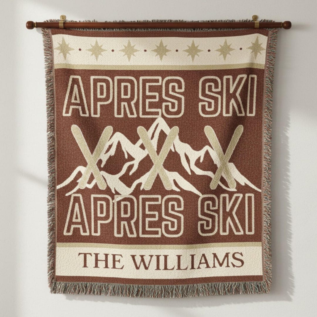Apres Ski Woven Throw Personalized Ski Blanket Gift for Skier Family ...