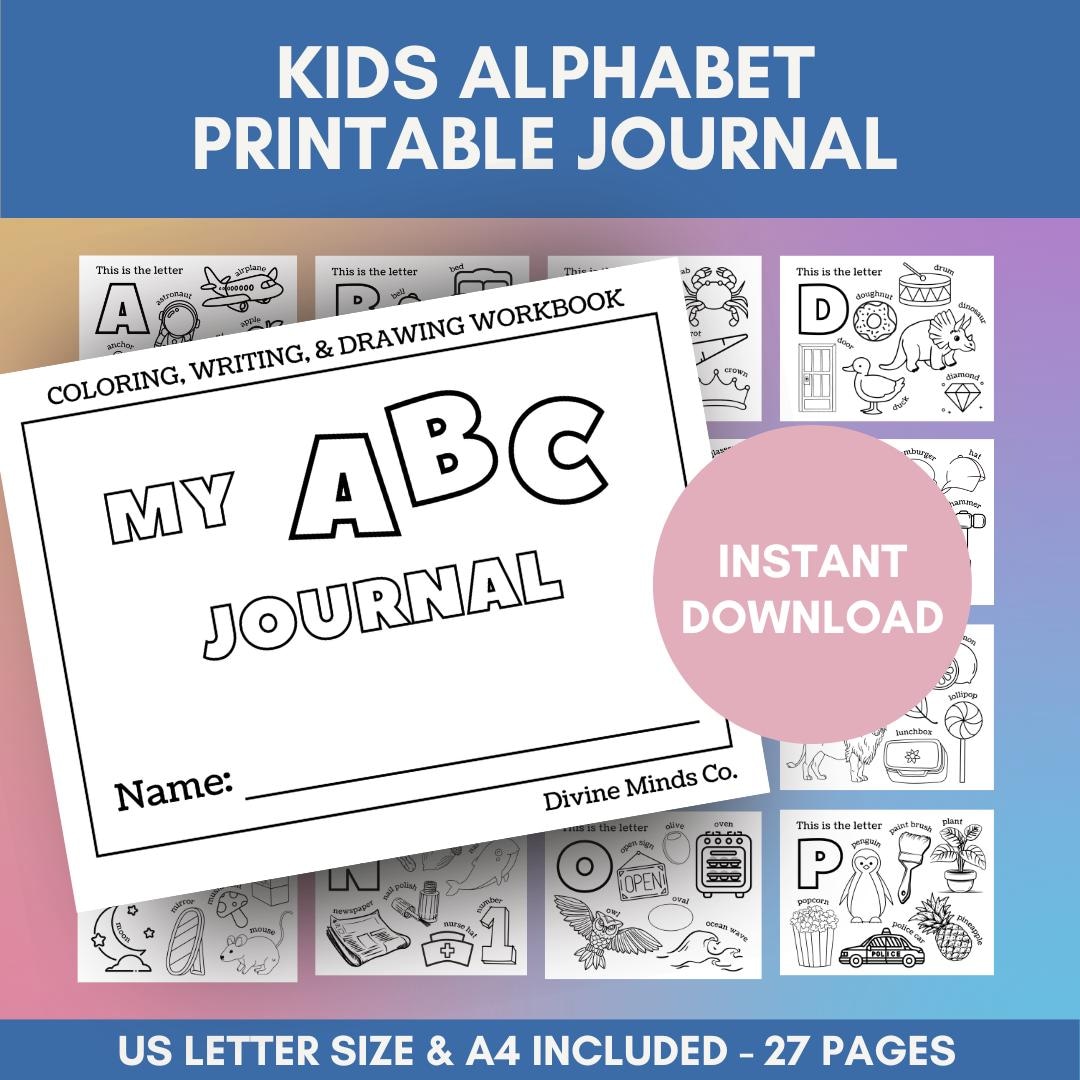 Children's ABC Coloring Activity Book, Alphabet Learning Worksheet ...