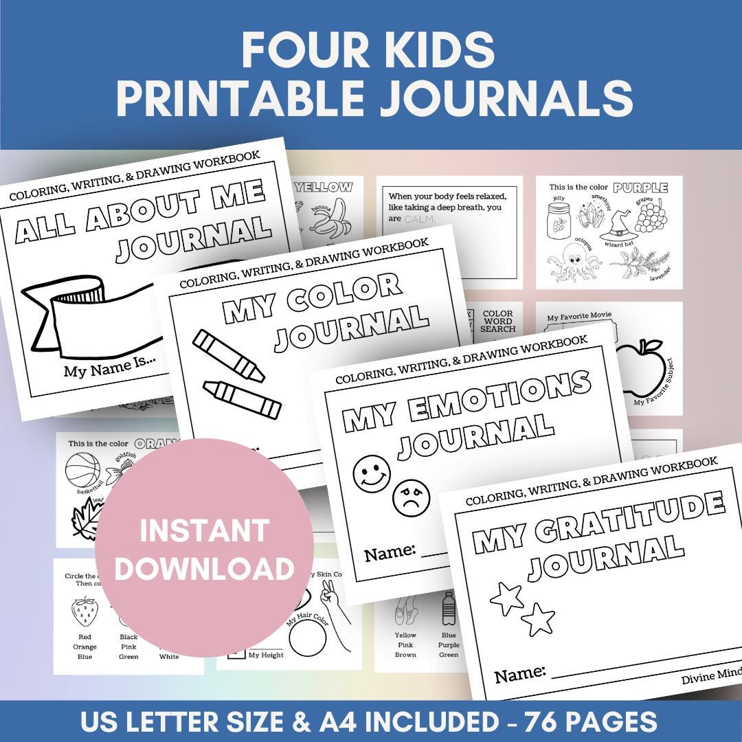 Kids Activity Journal Bundle: Homeschool Printable Coloring Book ...