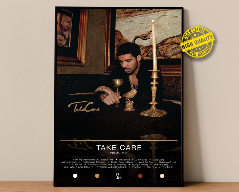 Drake Poster | Take Care Poster | Album Poster Prints | Wall Decor ...