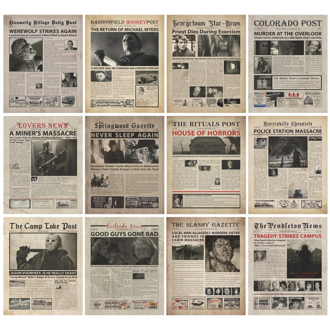 Terrify Horror Scary Movie Newspaper Poster - 8x10" Set of 12 Unframed ...