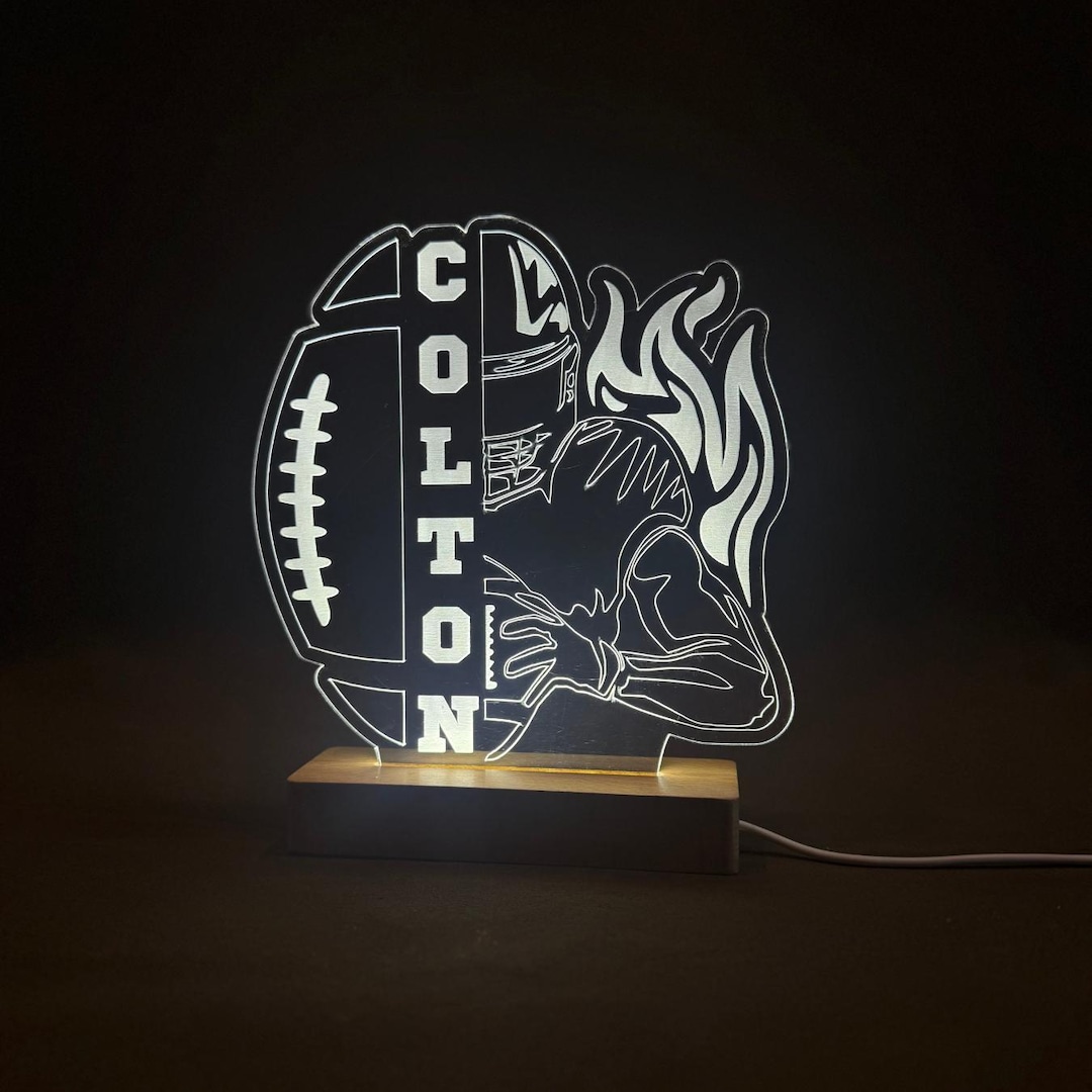 Custom Football Player Night Light – Personalized Acrylic Engraved LED ...