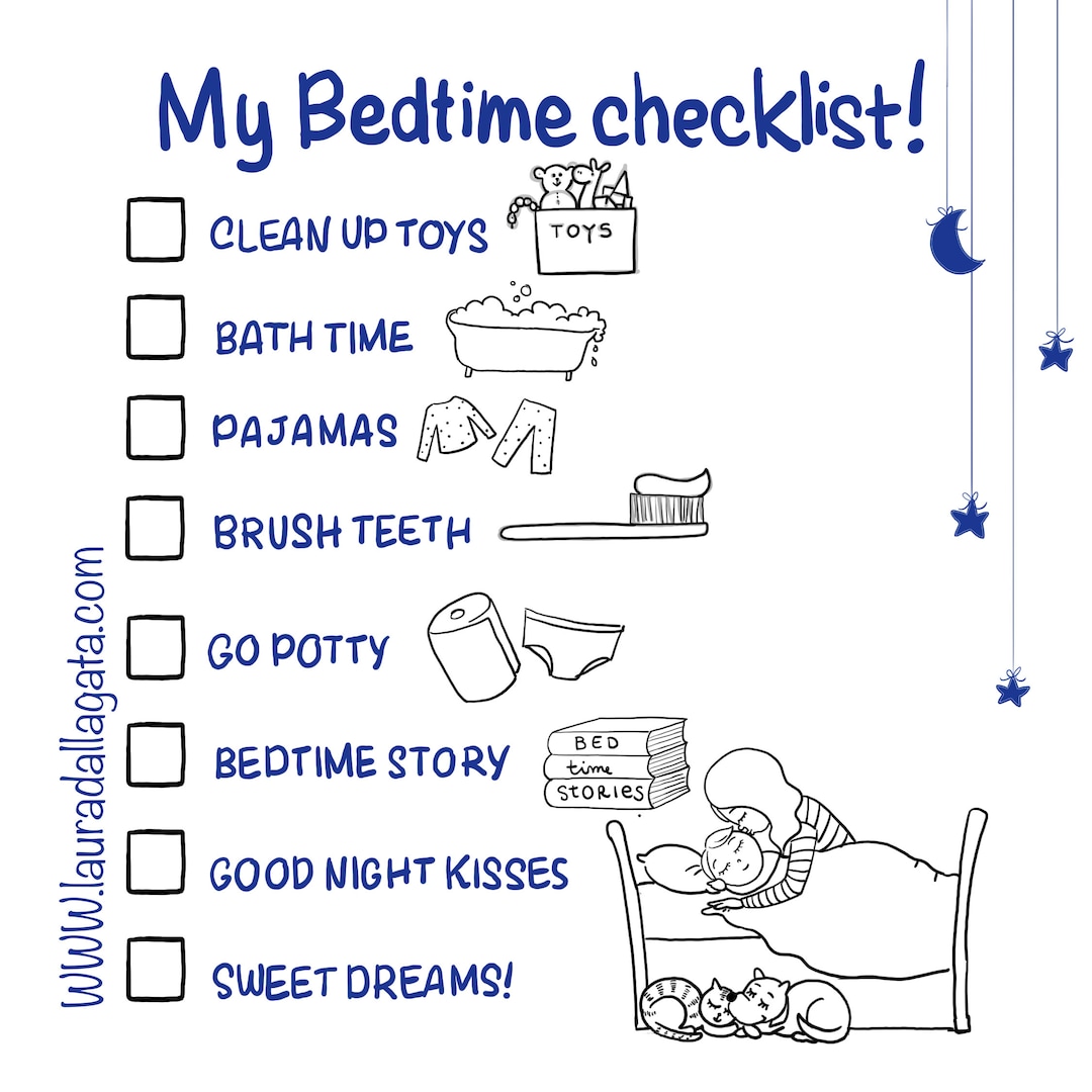 Bedtime Check List, Bedtime Routine List, Tool for Bedtime, Download - Etsy