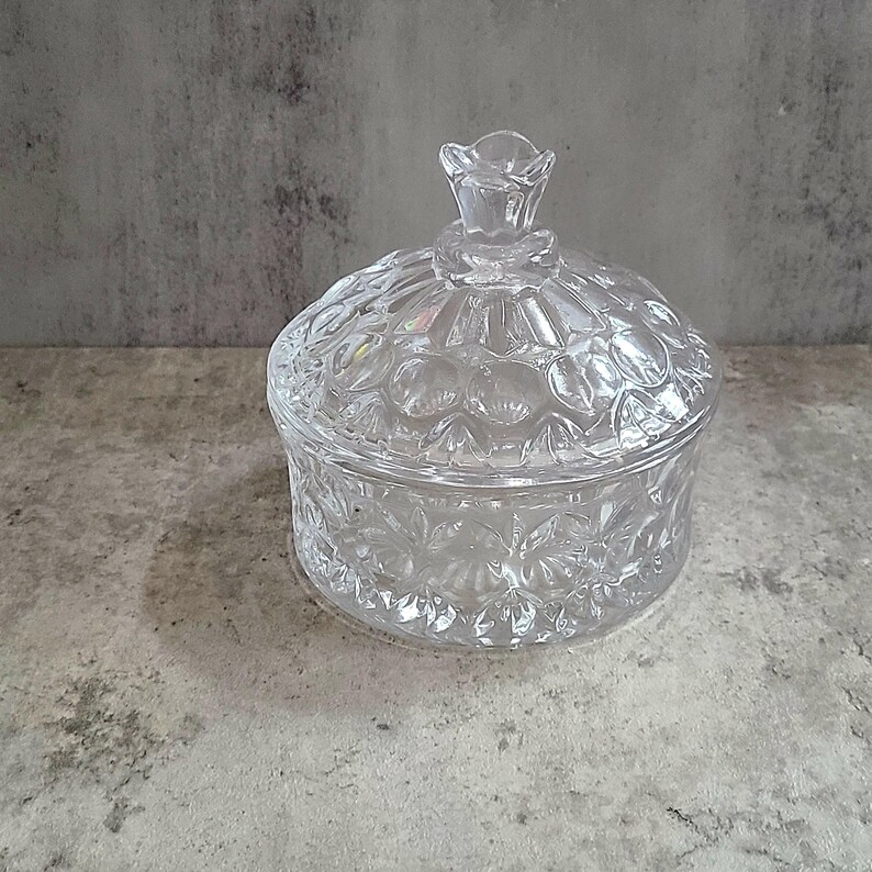 Embossed Glass Jar With Lid, Vintage Style Apothecary Candy Storage ...