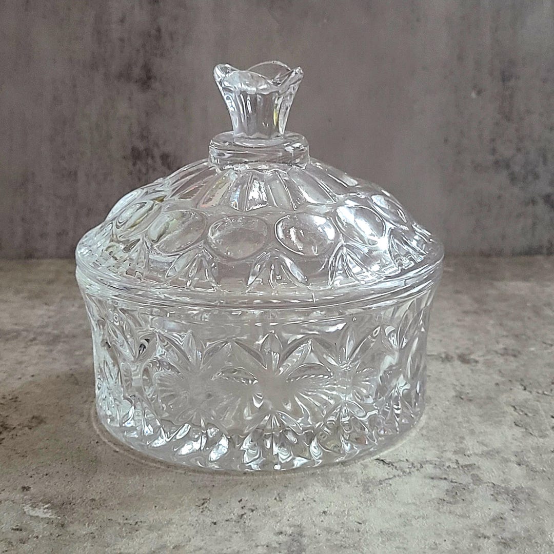 Embossed Glass Jar With Lid, Vintage Style Apothecary Candy Storage ...