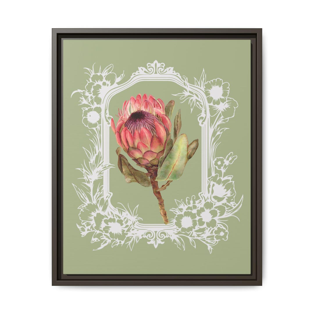 Protea Floral Illustration Matte Canvas Framed | Botanical Wall Art - Etsy