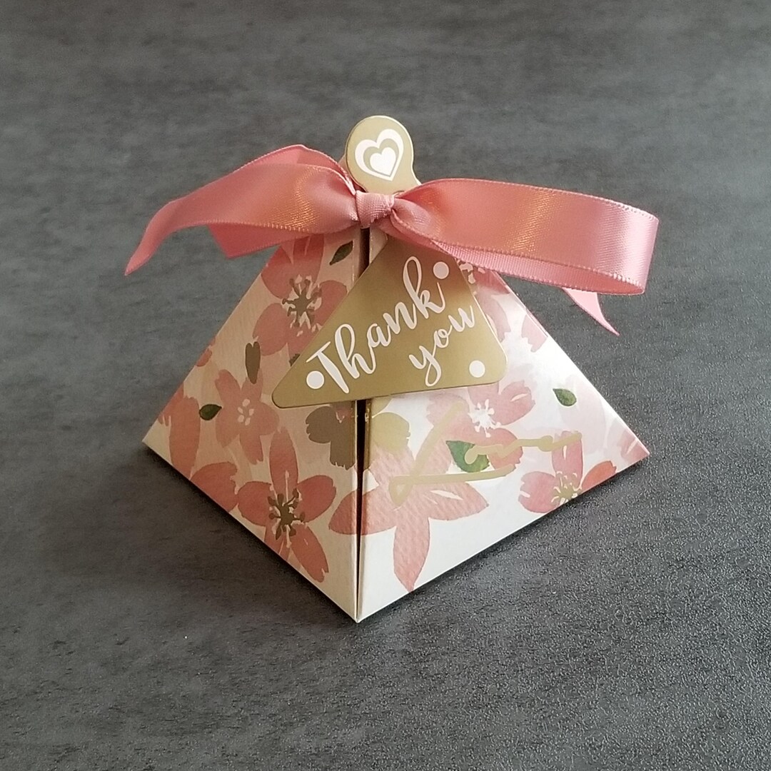 Party Favor Box, Candy Favor Box, Cherry Blossom Pyramid Gift Box 6 ...