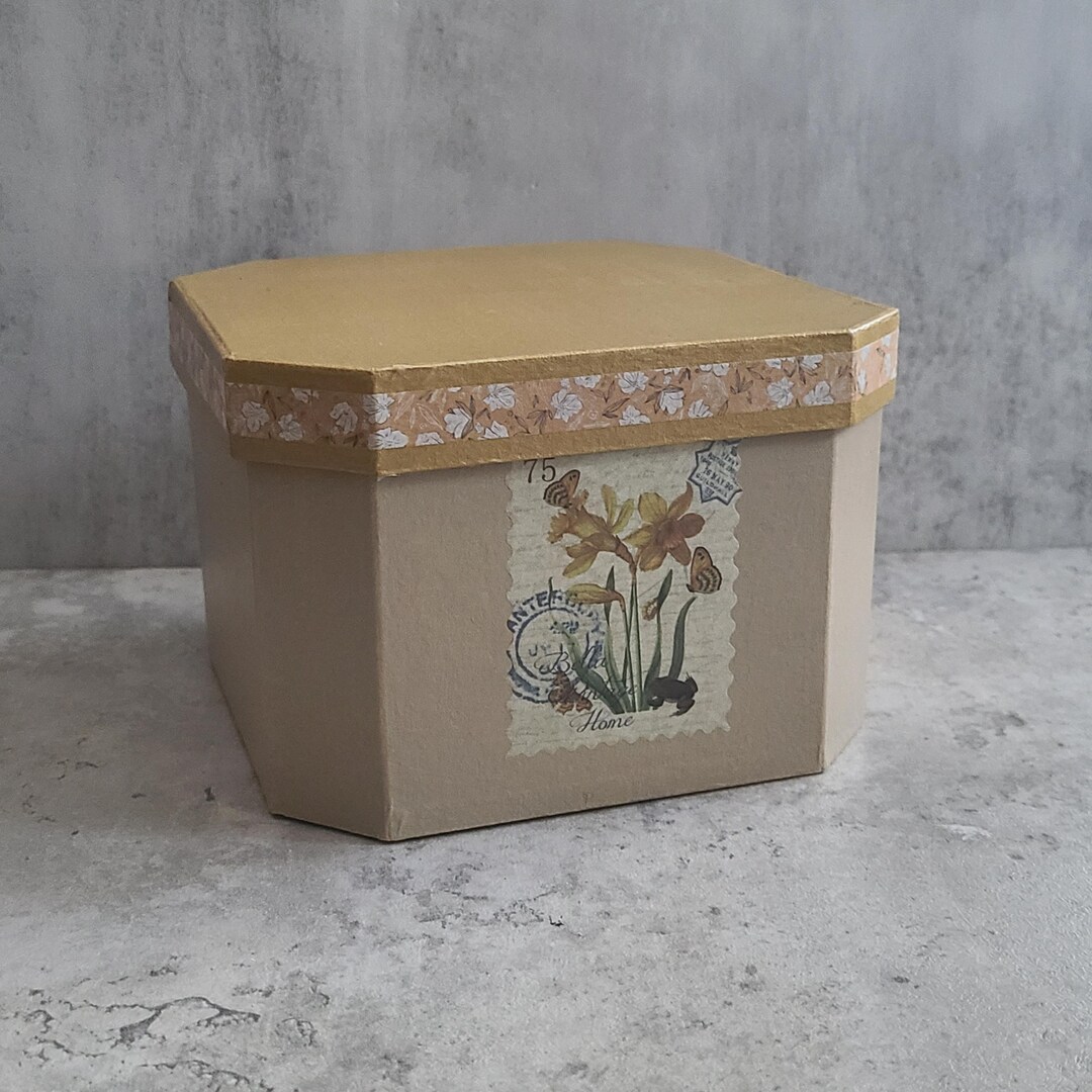 French Corner Square Hand Painted Papier Mache Box 5.25 Inch - Etsy