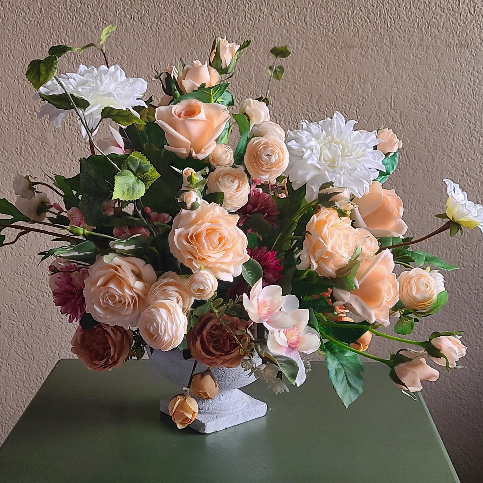 Artificial Floral Arrangement, Large Floral Centerpiece, Southern ...