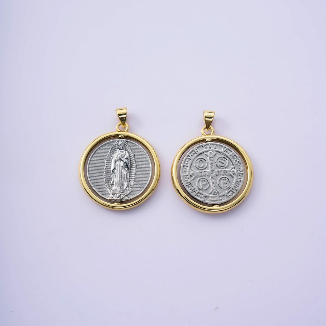 18K Gold Filled Religion Amulet Two-color Virgin Mary Charms,simplicity ...
