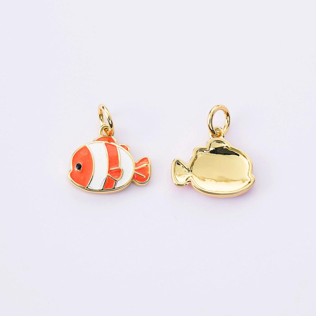 18K Gold Filled Bohemia Marine Animals Cute Enamel Fish Charms, Dainty ...