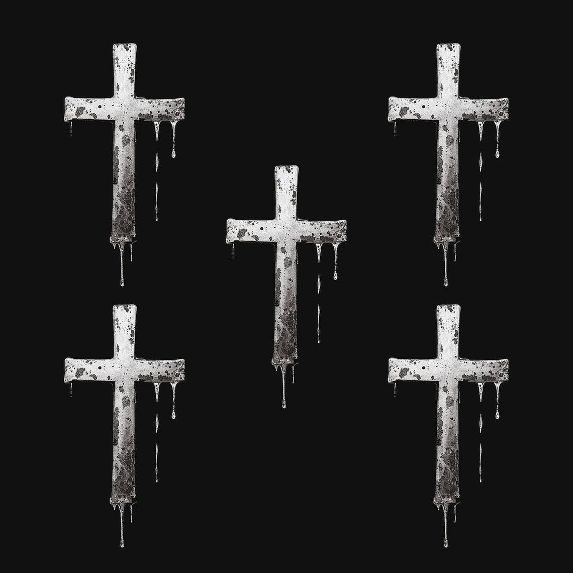 Metal Liquid Drip Cyberpunk Crosses X3 Pack Digital Print | Seamless ...