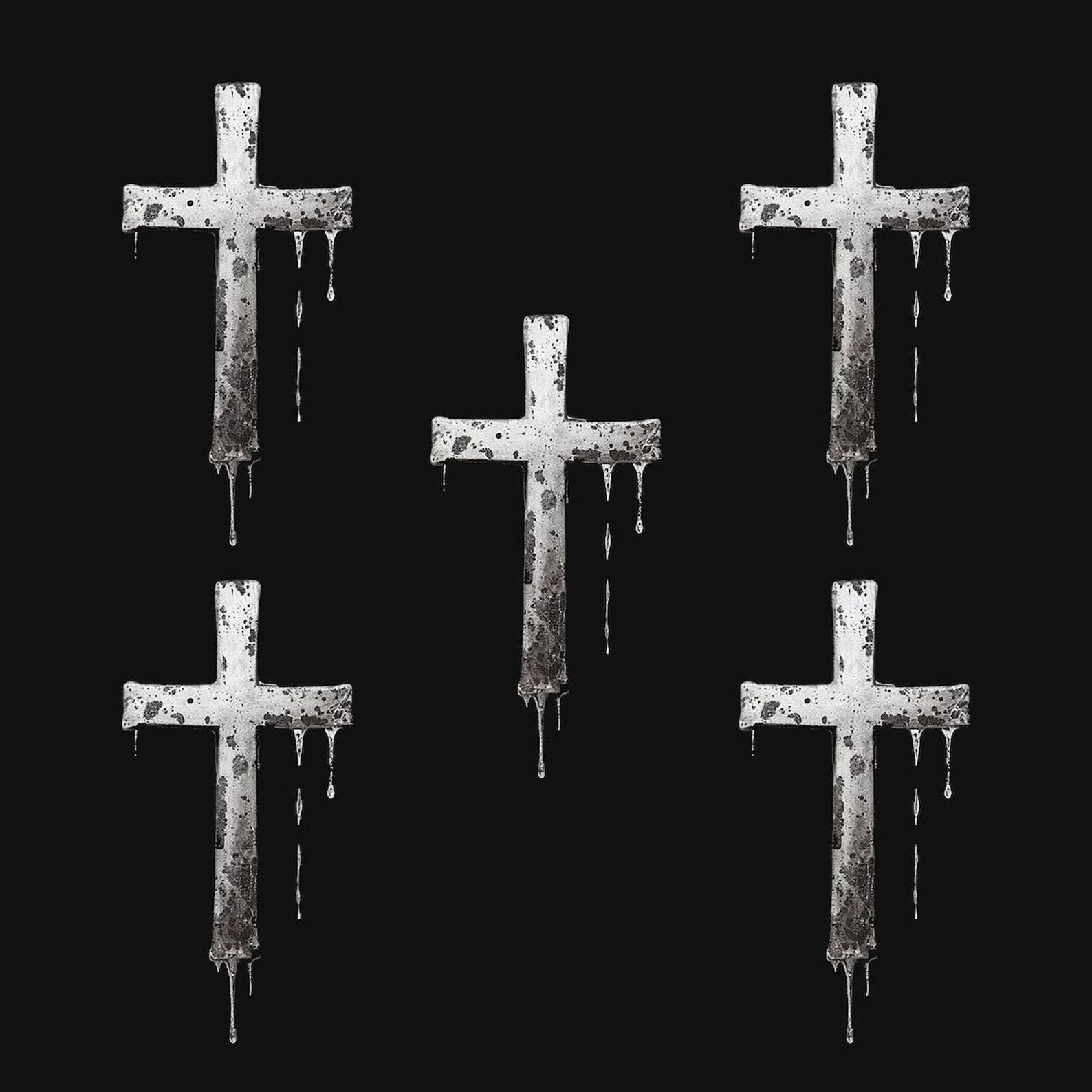 Metal Liquid Drip Cyberpunk Crosses X3 Pack Digital Print | Seamless ...
