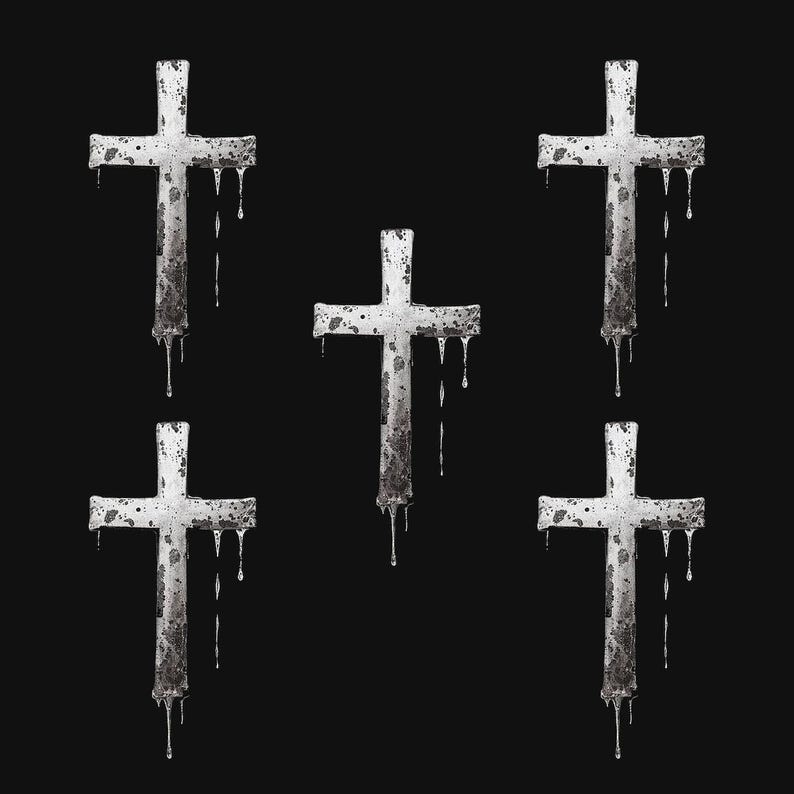Metal Liquid Drip Cyberpunk Crosses X3 Pack Digital Print | Seamless ...