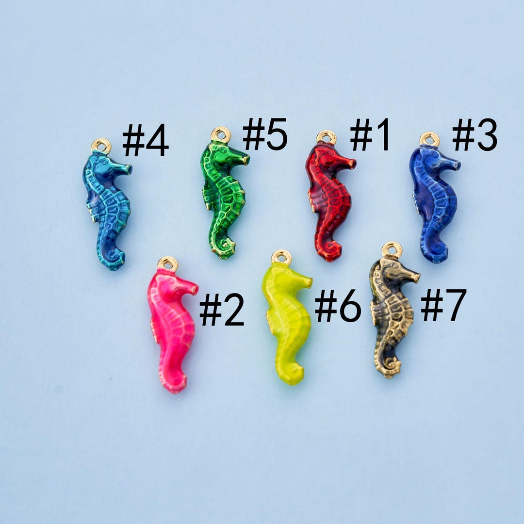 Seahorse Charm,18k Gold Filled Minimalist Marine Colorful Enamel ...