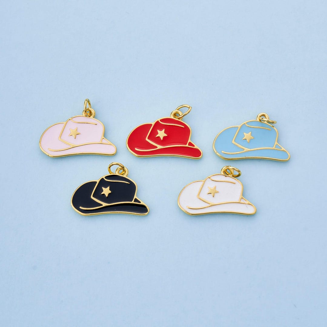 Cowboy Hat Charm,18k Gold Filled Enamel Hip Hop Western US Cowboy Hat ...