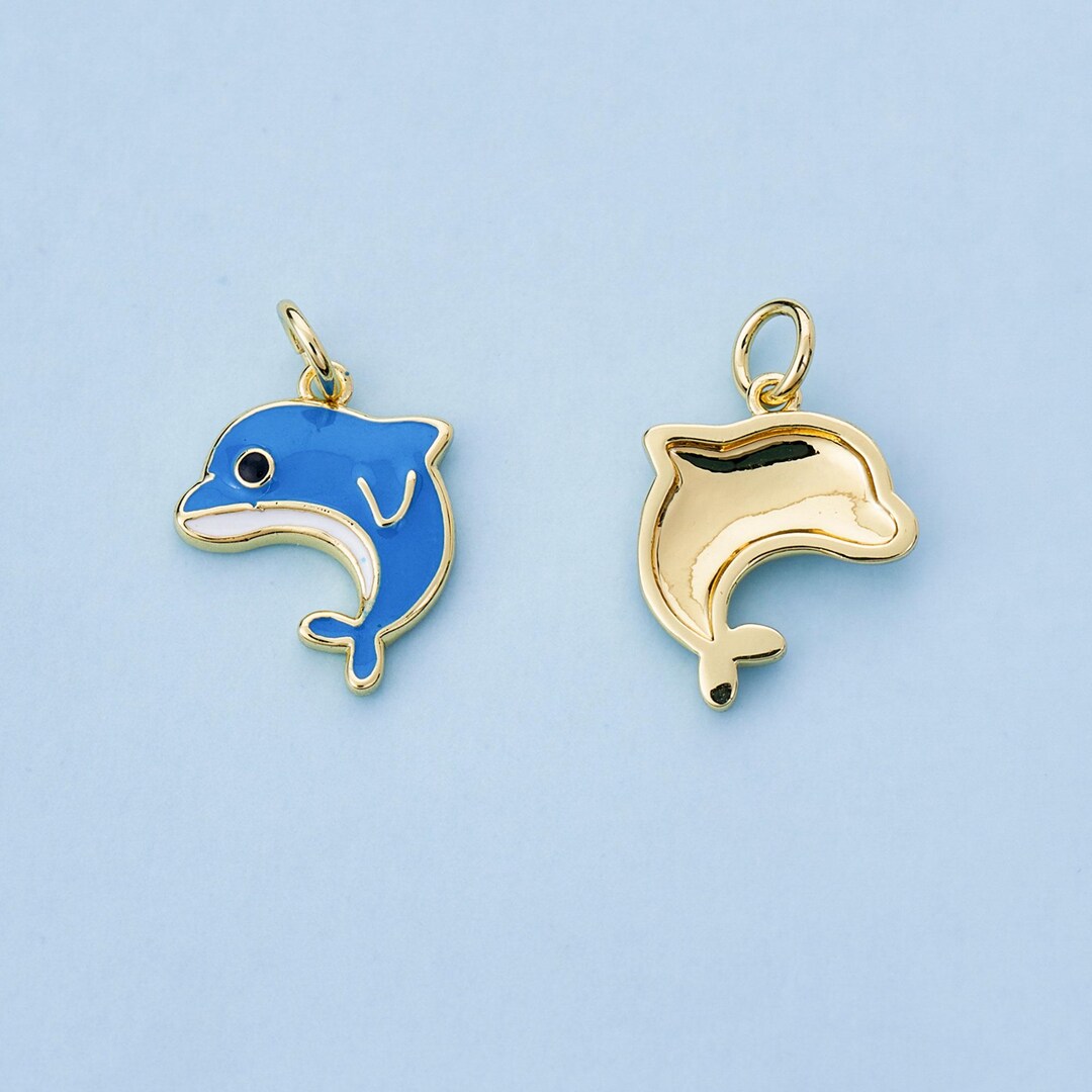 Whale Charm,18k Gold Filled Under the Sea Blue Enamel Marine Animals ...