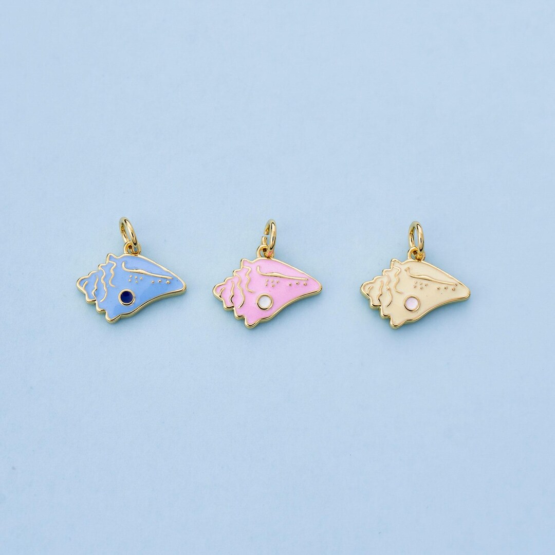 Conch Charm,18k Gold Filled Candy Enamel Marine Tropical Cute Conch ...