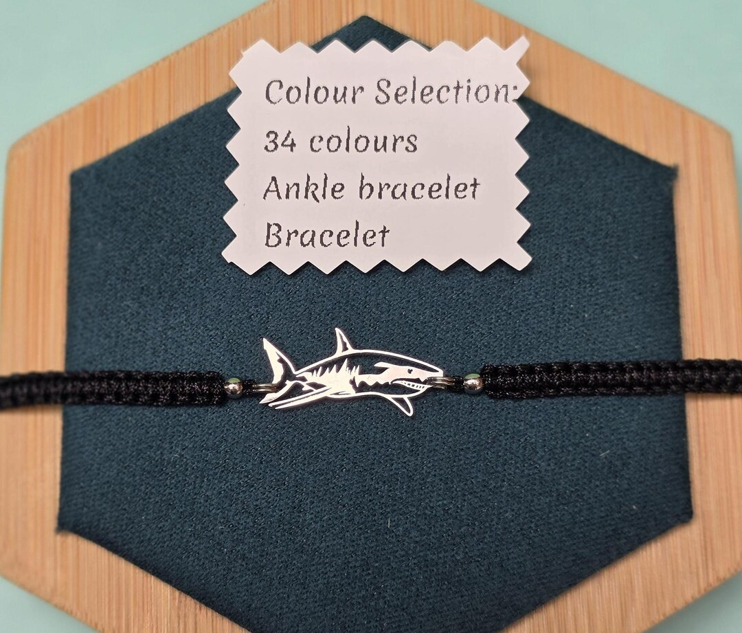 Shark Macrame Bracelet: Stainless Steel Charm, Adjustable Cord - Etsy