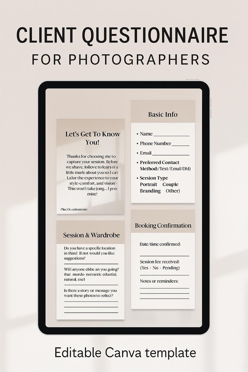 Client Questionnaire Template - Etsy