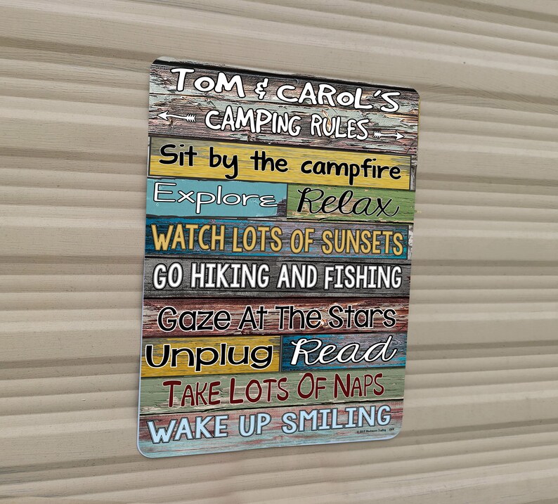 Metal Personalized Custom CAMPING RULES Sign 9x12 - Etsy
