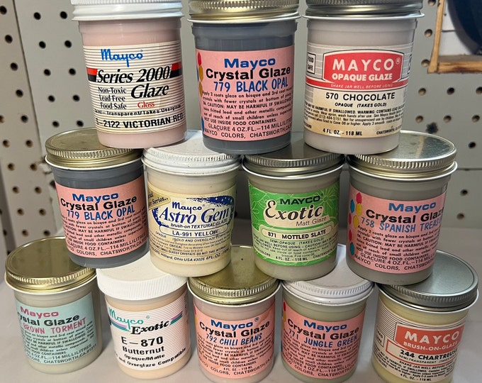 Lot of 12 Jars of Vintage Mayco Ceramic Glazes Full Jars Brush-on ...