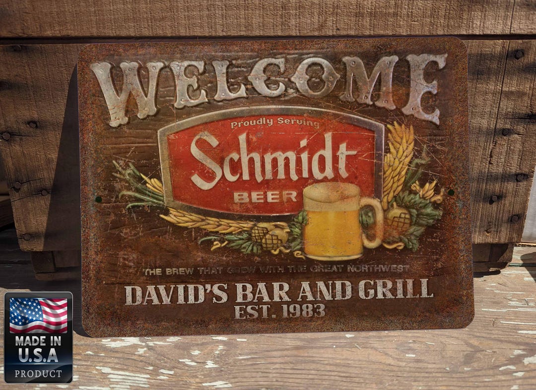 Personalized Schmidt Beer Welcome Metal Door Wreath Sign Vintage ...