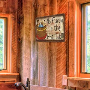 No FARTIN' in the Hot Tub 9"x12" Rustic Metal Door Wreath SIGN Tiki Bar ...