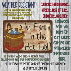 No FARTIN' in the Hot Tub 9"x12" Rustic Metal Door Wreath SIGN Tiki Bar ...