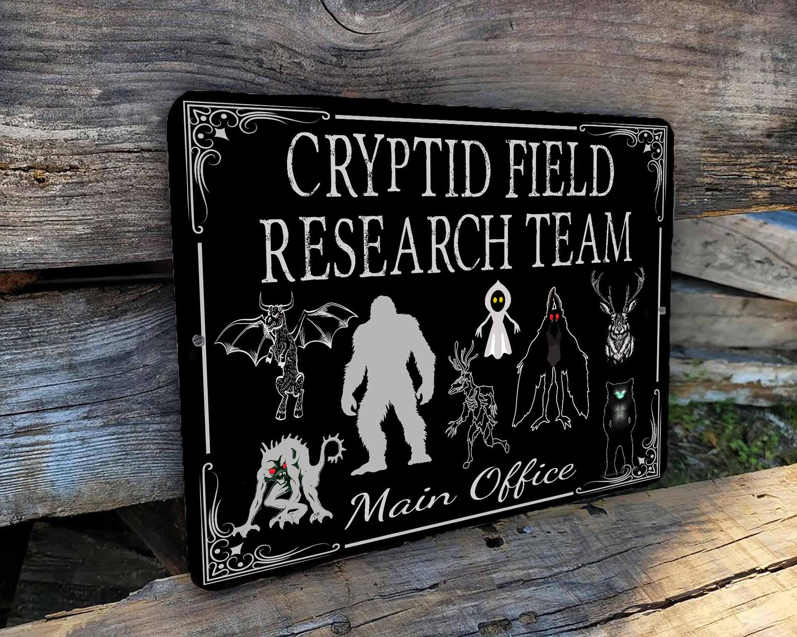 Cryptid Field Research Team Main Office 9" X 12" Metal SIGN Wall Plaque ...