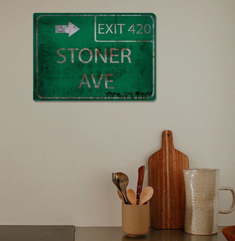 Exit 420 Stoner Ave. Street Sign Funny Novelty Worn Look Aluminum Metal ...